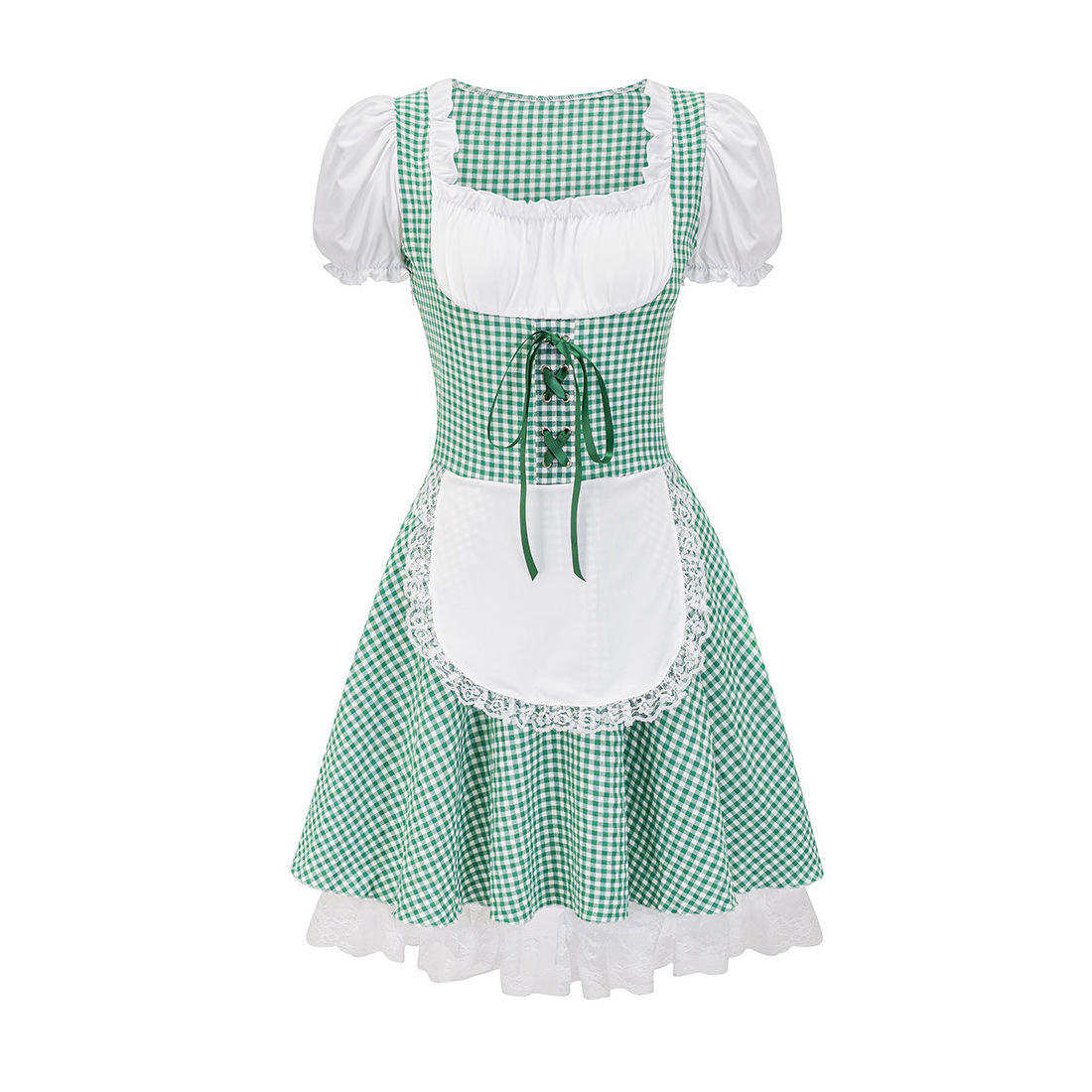 Shea | Dirndl kleid mit Karomuster und Schnürung für Frauen – Zarofia